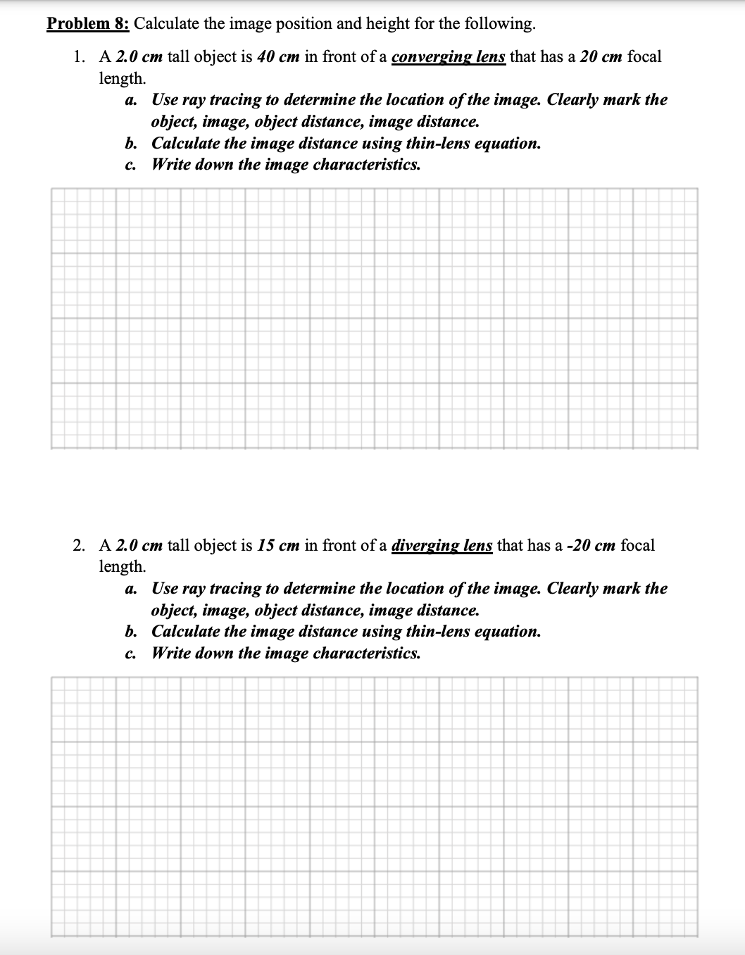 Solved Problem 8: Calculate the image position and height | Chegg.com