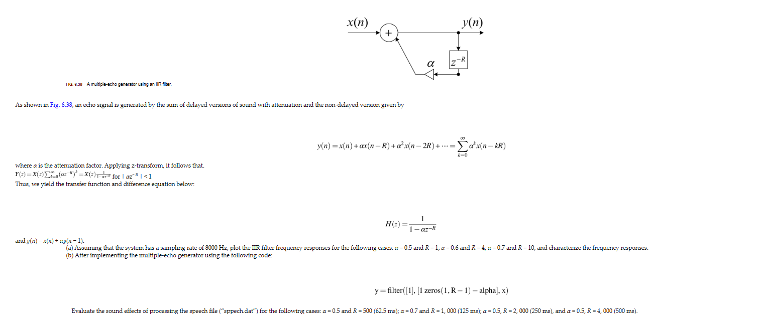 Solved FIG. 6.38 ﻿A multiple-echo generator using an IIR | Chegg.com