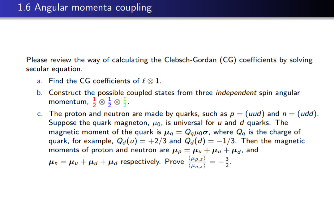 1.6 Angular momenta coupling Please review the way of | Chegg.com