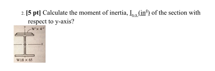 Solved 2. [5 pt] Calculate the moment of inertia, Ixx (in“) | Chegg.com