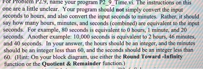 Solved Create a VI that will convert seconds into a display | Chegg.com