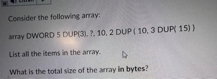 Solved Consider The Following Array Array Dword 5