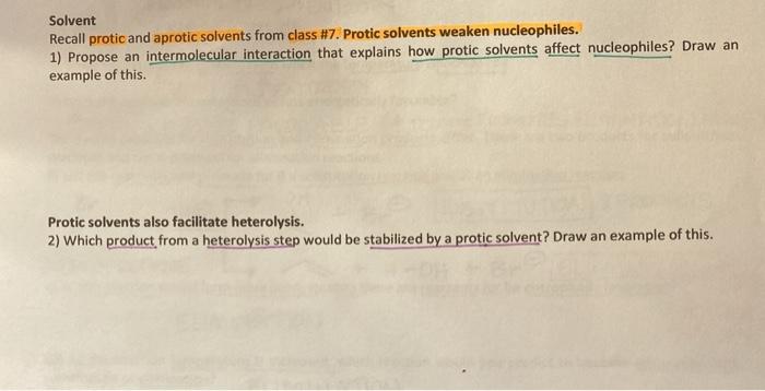 Solved Solvent Recall protic and aprotic solvents from class | Chegg.com