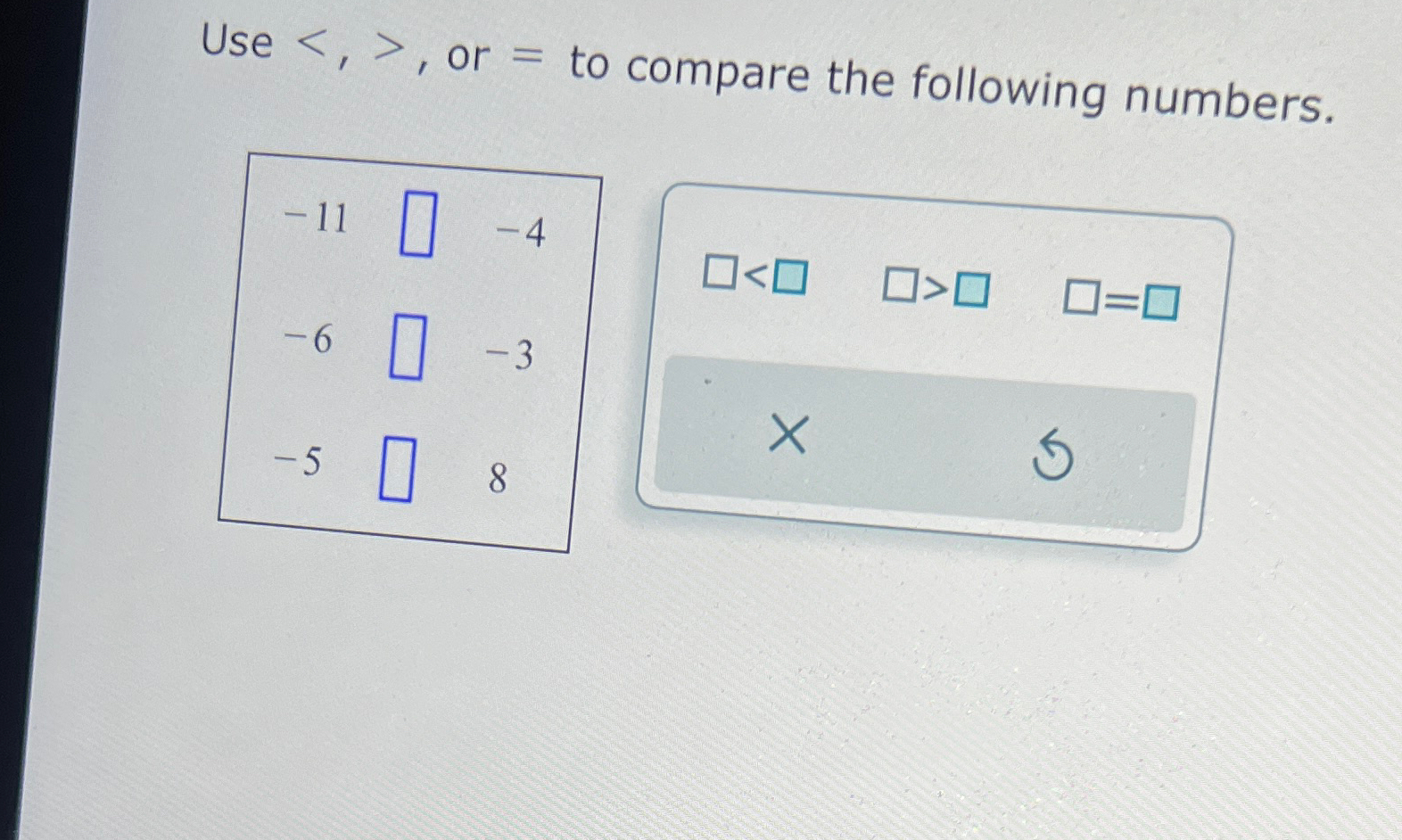 Solved Use , ﻿or = ﻿to compare the following | Chegg.com