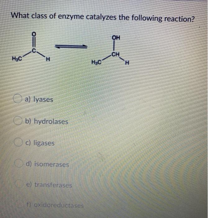 Solved What class of enzyme catalyzes the following | Chegg.com