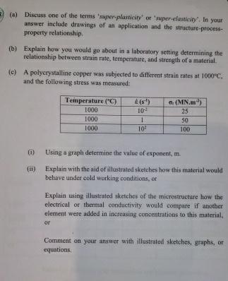 Solved (a) Discuss one of the terms 'ruper-plasticity' or | Chegg.com