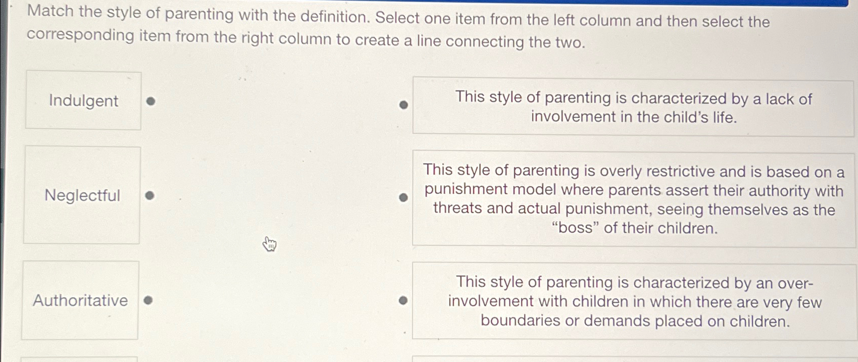 Solved Match the style of parenting with the definition. | Chegg.com