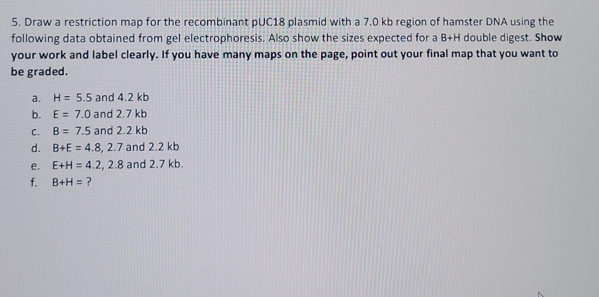 Solved 5. Draw a restriction map for the recombinant pUC18 | Chegg.com