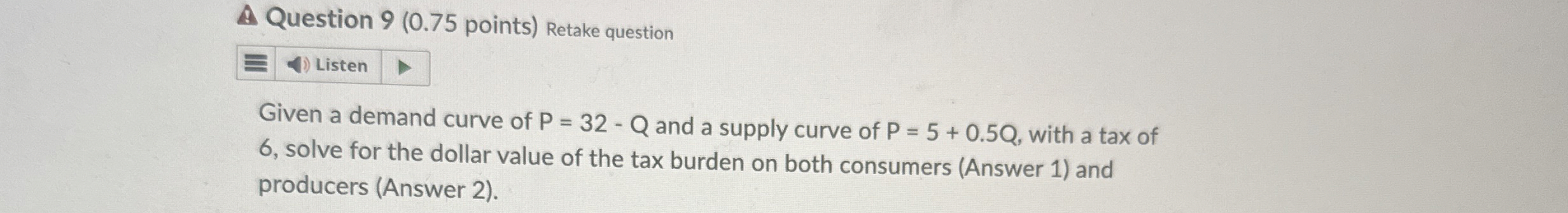 Solved A Question 9 ( 0.75 ﻿points) ﻿Retake questionGiven a | Chegg.com