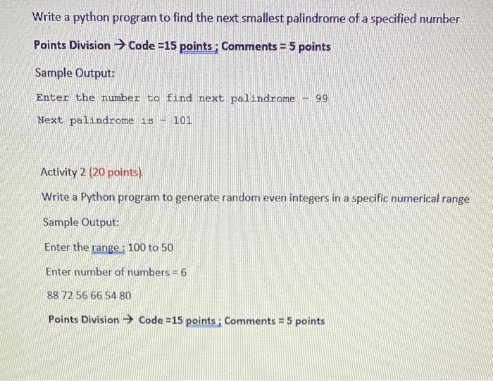 Solved Write a python program to find the next smallest | Chegg.com
