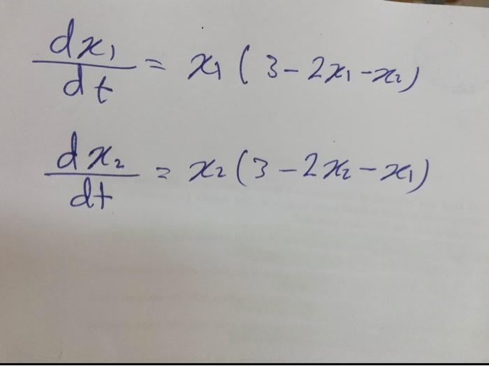 Solved dtdx1=x1(3−2x1−x2) dtdx2=x2(3−2x2−x1) | Chegg.com