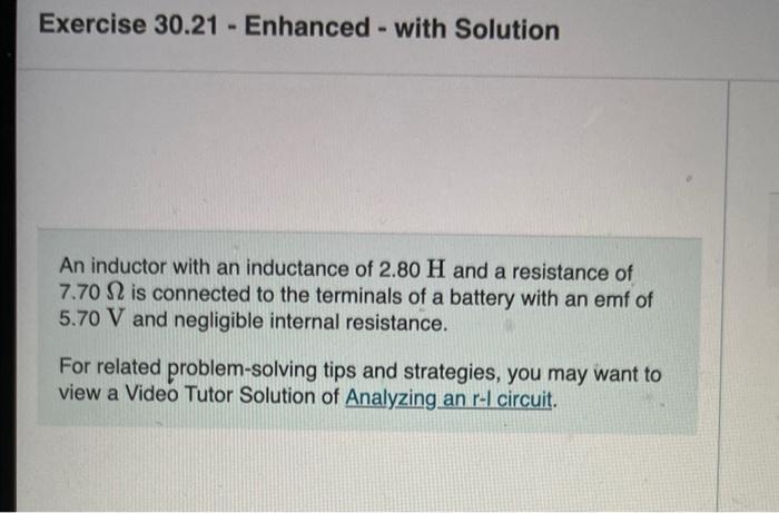 Solved An inductor with an inductance of 2.80H and a | Chegg.com
