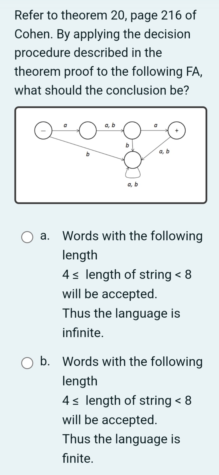 Solved Refer to theorem 20, ﻿page 216 ﻿ofCohen. By applying | Chegg.com