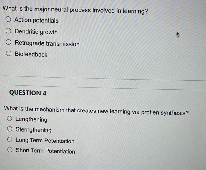 Solved What is the major neural process involved in | Chegg.com
