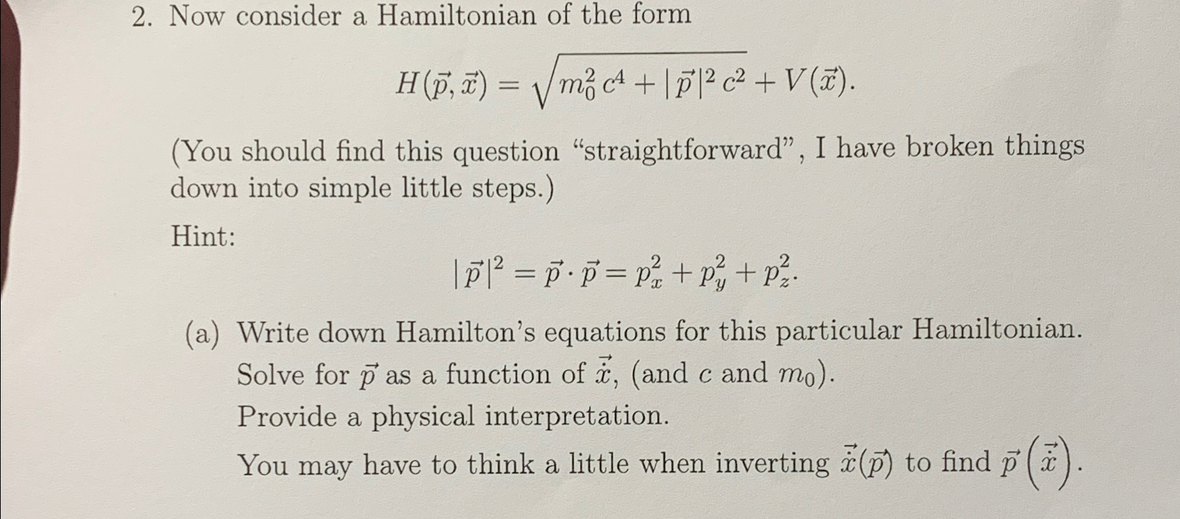 Solved Now consider a Hamiltonian of the | Chegg.com
