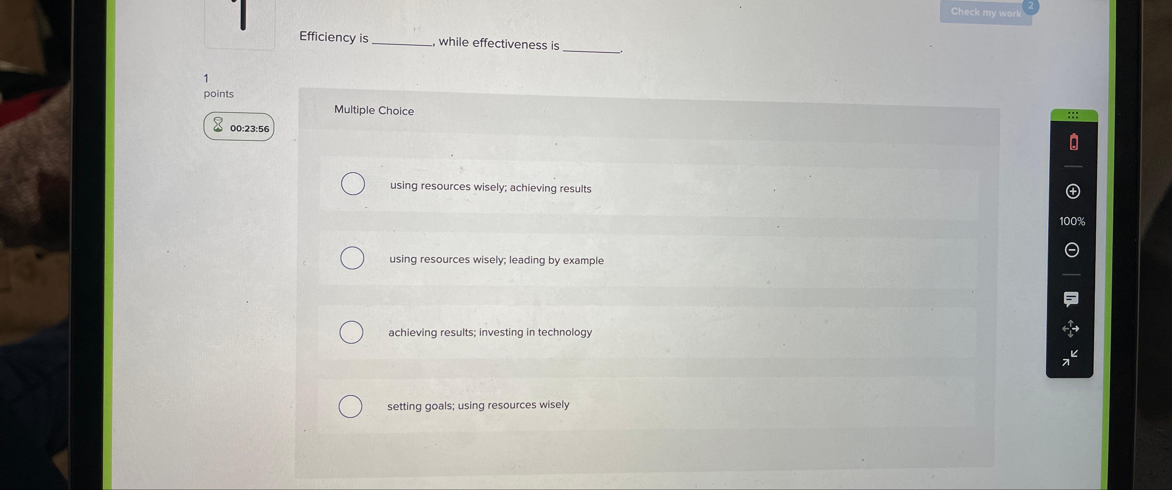 Solved Check my workEfficiency is , ﻿while effectiveness is1 | Chegg.com