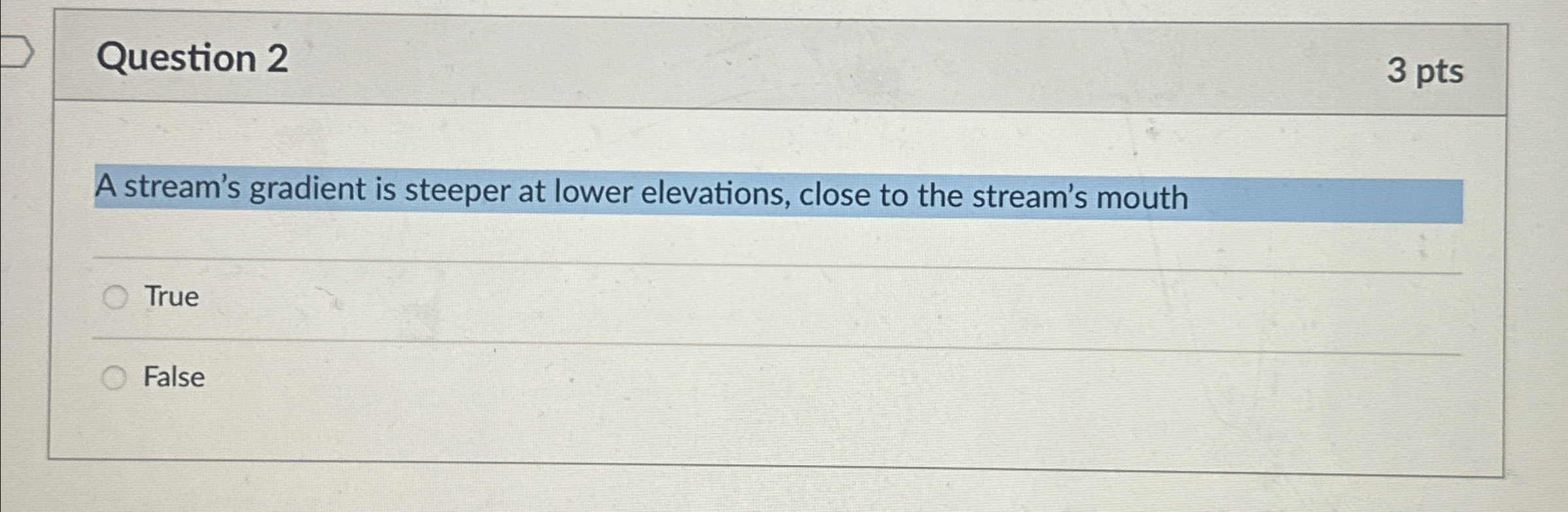 Solved Question 23 ﻿ptsA stream's gradient is steeper at | Chegg.com