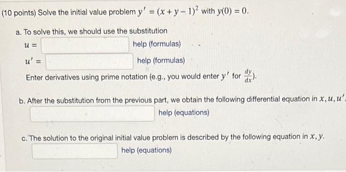 Solved 10 points) Solve the initial value problem | Chegg.com Solved 10 points) Solve the initial value problem | Chegg.com
