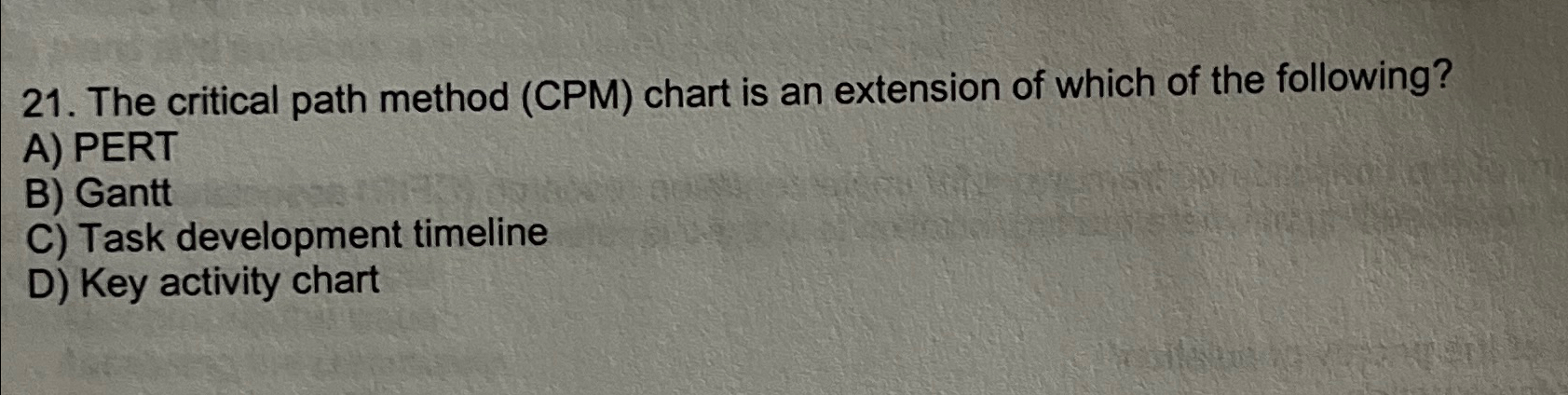 Solved The critical path method (CPM) ﻿chart is an extension | Chegg.com