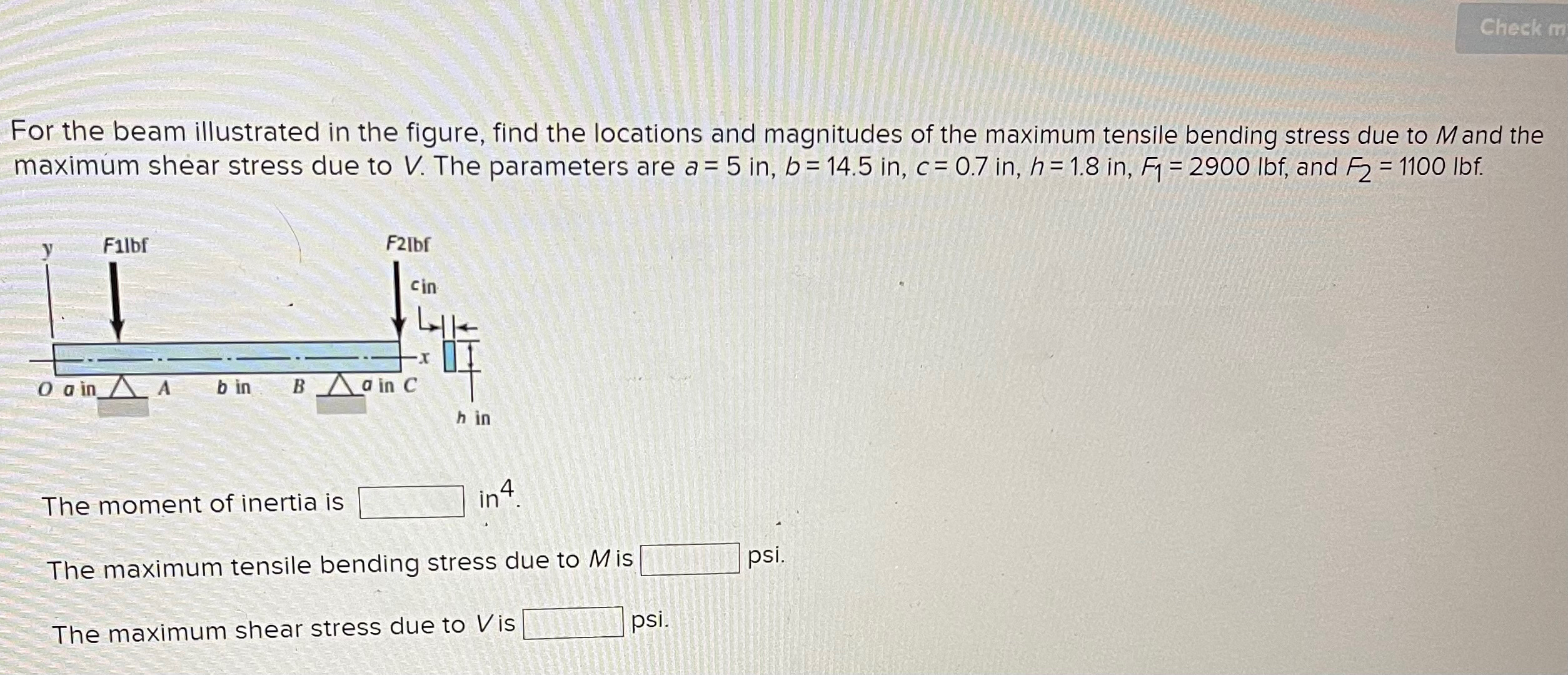 Solved For the beam illustrated in the figure, find the | Chegg.com