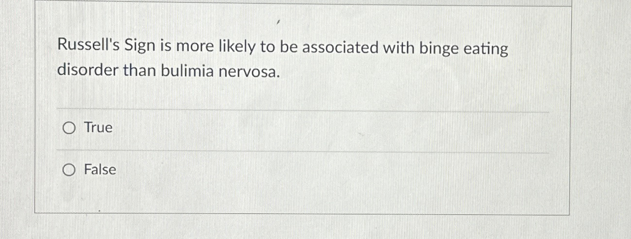 Solved Russell's Sign is more likely to be associated with | Chegg.com