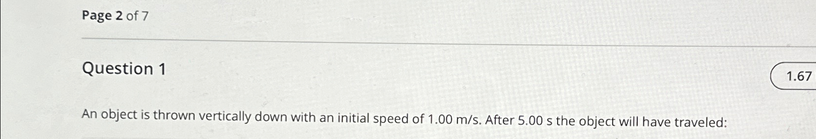 Solved Page 2 ﻿of 7Question 1An object is thrown vertically | Chegg.com