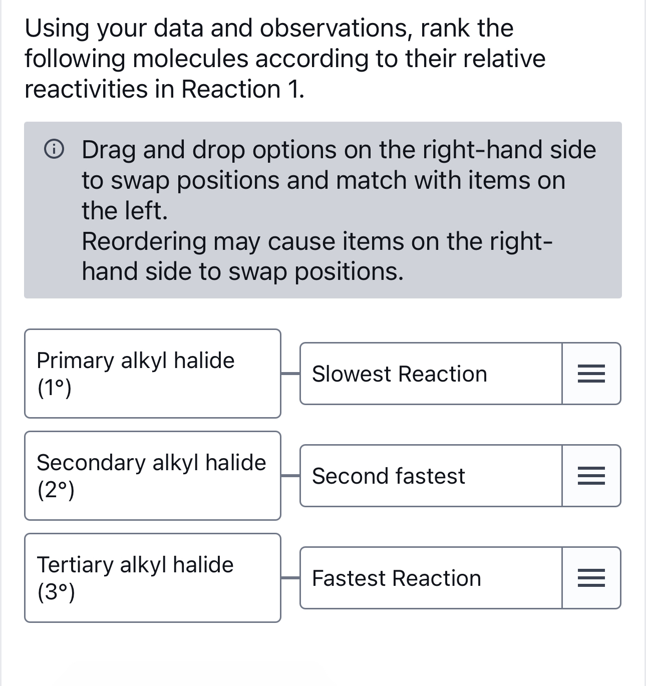 Solved Using your data and observations, rank the following | Chegg.com