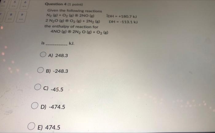 Solved Given the following reactions N2( g)+O2( g)⊗2NO(g)2 | Chegg.com