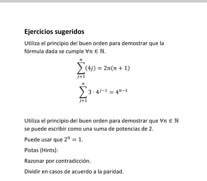 Solved Ejercicios sugeridos Utiliza el principio del buen | Chegg.com