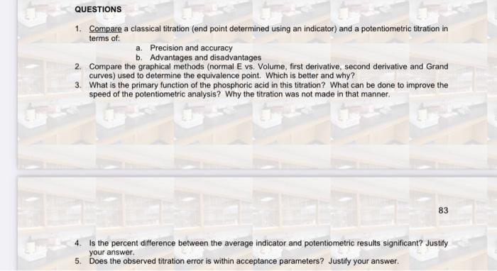 Solved 1 Compare A Classical Titration End Point