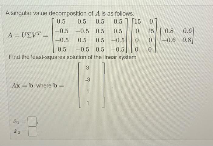 Solved A singular value decomposition of A is as follows: | Chegg.com