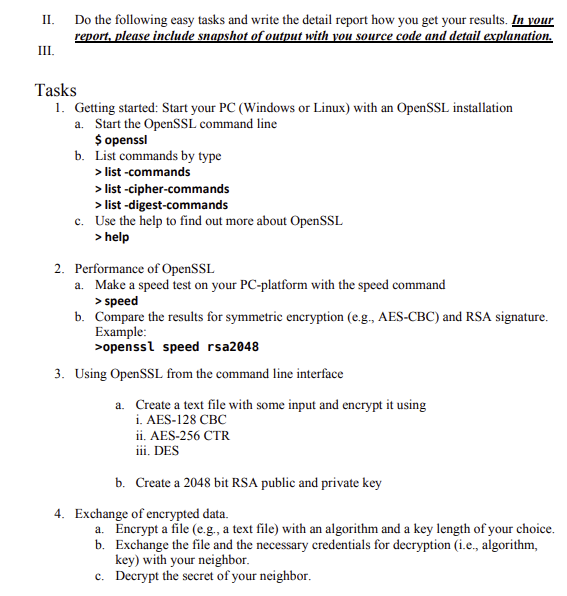 Solved II. ﻿Do the following easy tasks and write the detail | Chegg.com