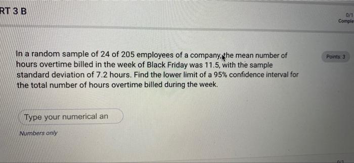Solved RT 3B 0/1 Comple Points: 3 In a random sample of 24 | Chegg.com