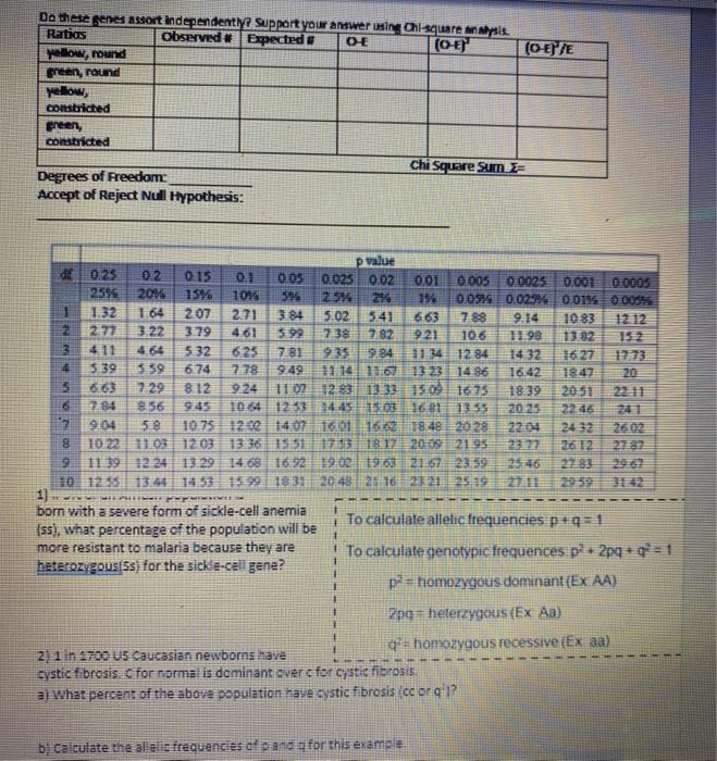 Solved *- £0;B] CHI-SQUARE GENETICS PRACTICE PROBLEMS (0. x² | Chegg.com