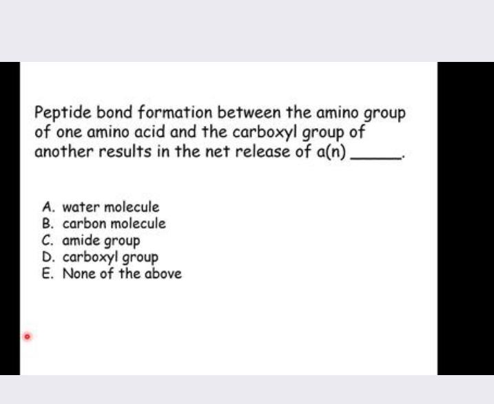 Solved Peptide bond formation between the amino group of one | Chegg.com