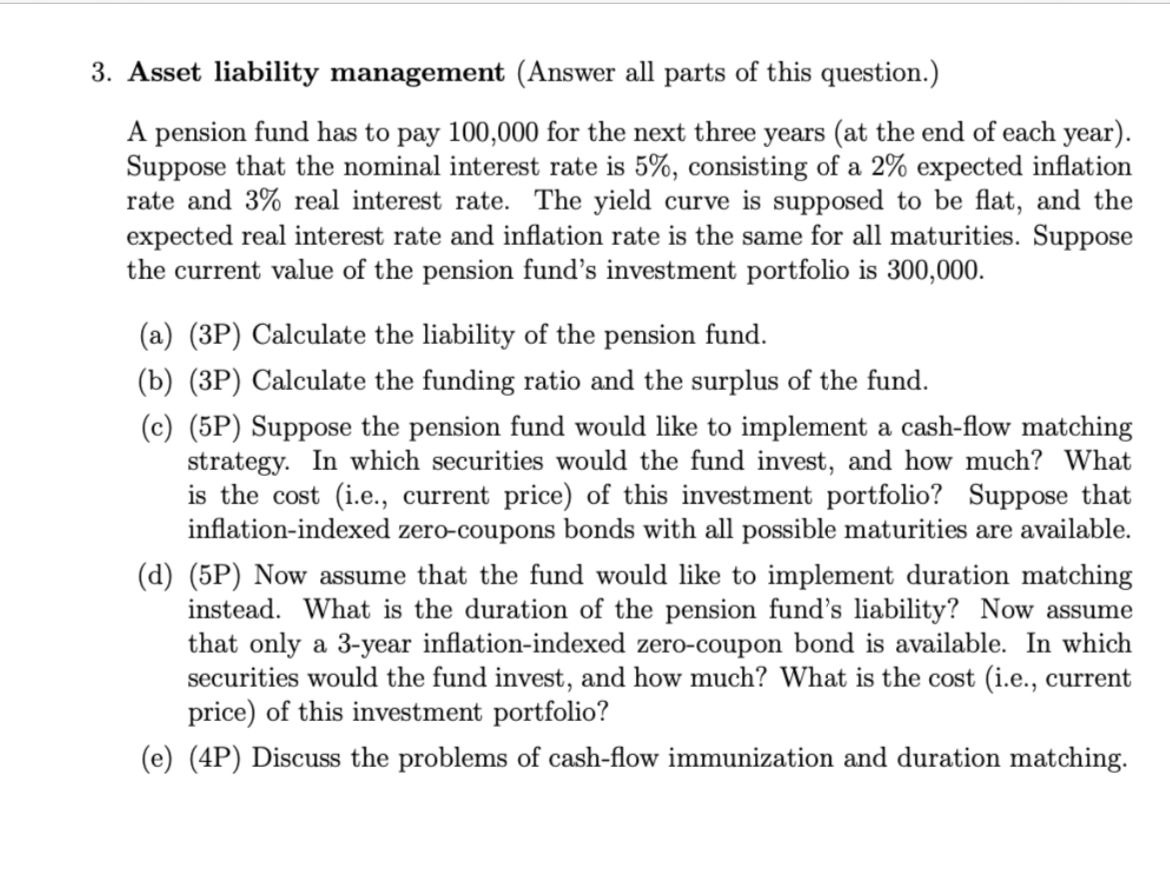 Solved Asset liability management (Answer all parts of this | Chegg.com
