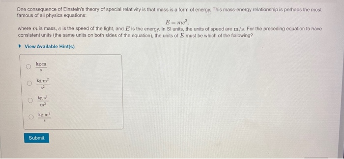 Solved One consequence of Einstein's theory of special | Chegg.com