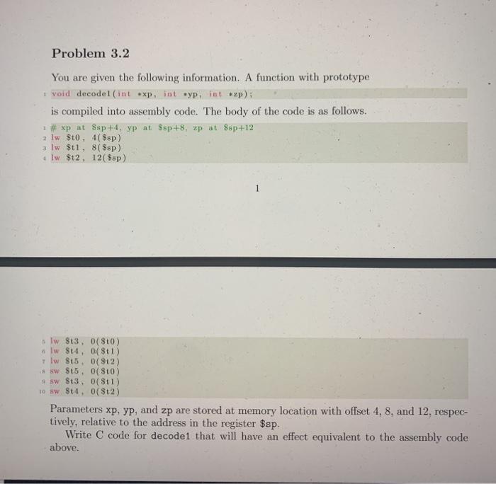 Solved Problem 3.2 You are given the following information. | Chegg.com