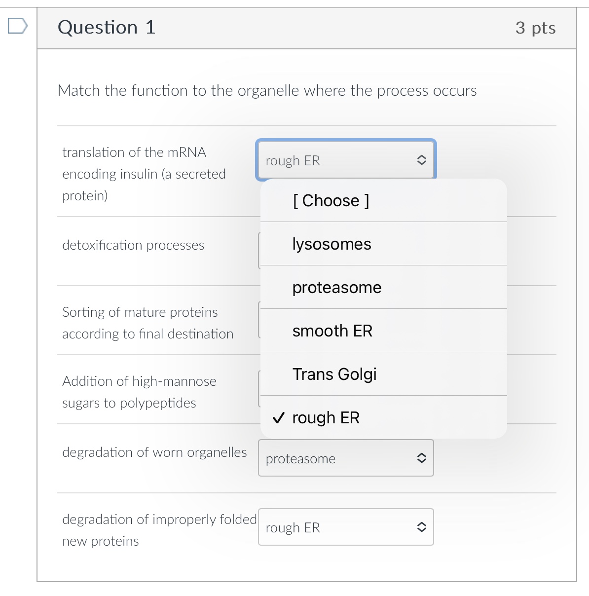 Solved Question 1Match the function to the organelle where | Chegg.com