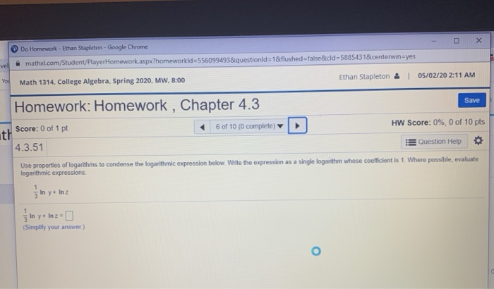 Solved Do Homework - Ethan Stapleton - Google Chrome - 0x | Chegg.com