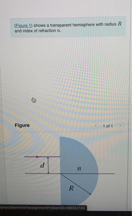 Solved (Figure 1) shows a transparent hemisphere with radius | Chegg.com