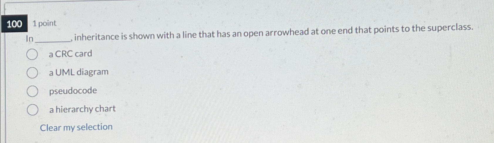 Solved 1001 ﻿pointIn inheritance is shown with a line that | Chegg.com