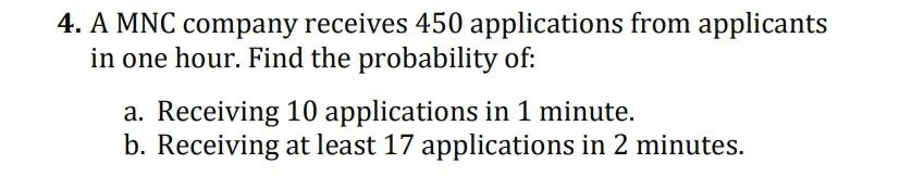 Solved 4. A MNC company receives 450 applications from | Chegg.com