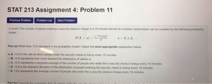 Solved Stat 213 Assignment 4 Problem 11 Previous Problem 3680