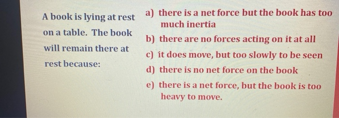 Solved A book is lying at rest on a table. The book will | Chegg.com