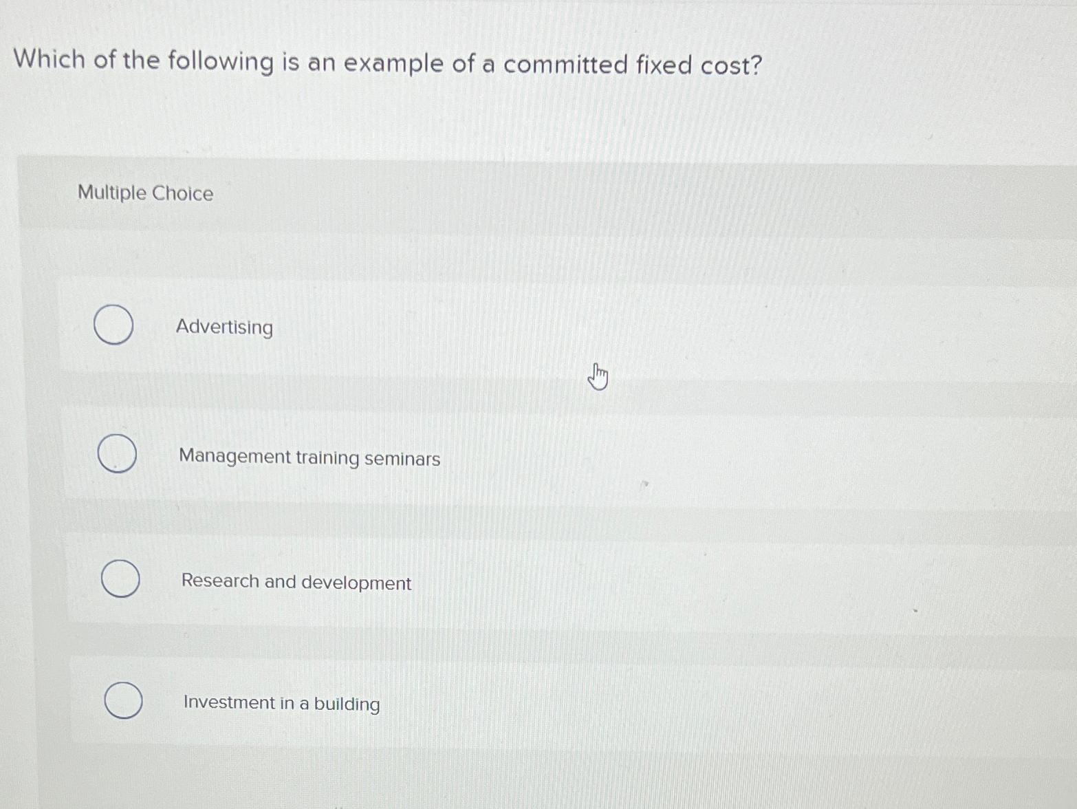 Solved Which of the following is an example of a committed | Chegg.com