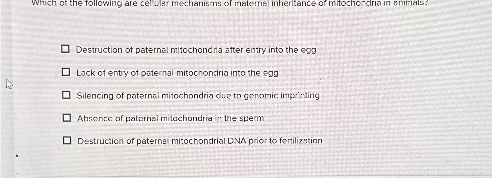 Solved Which of the following are cellular mechanisms of | Chegg.com