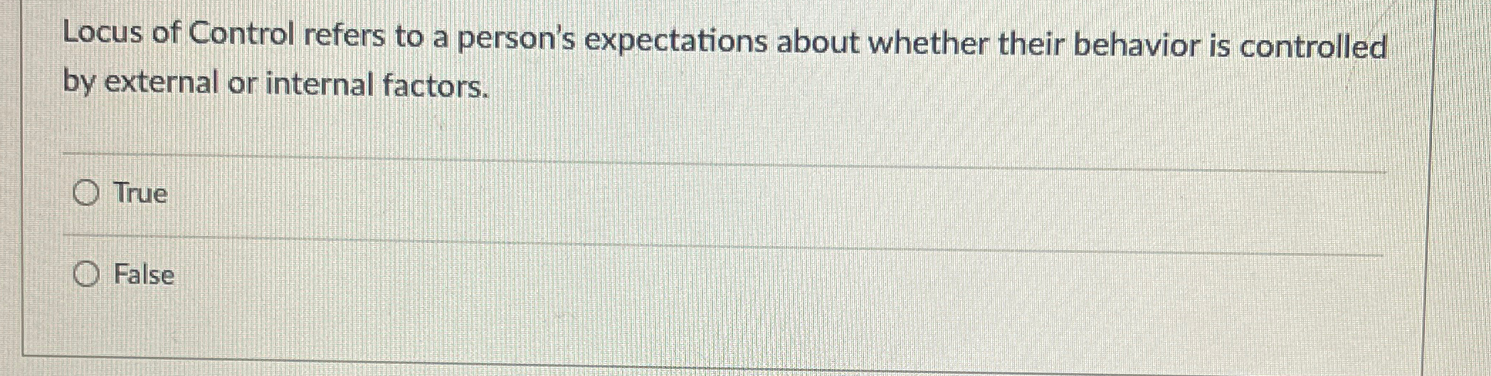 Solved Locus of Control refers to a person's expectations | Chegg.com