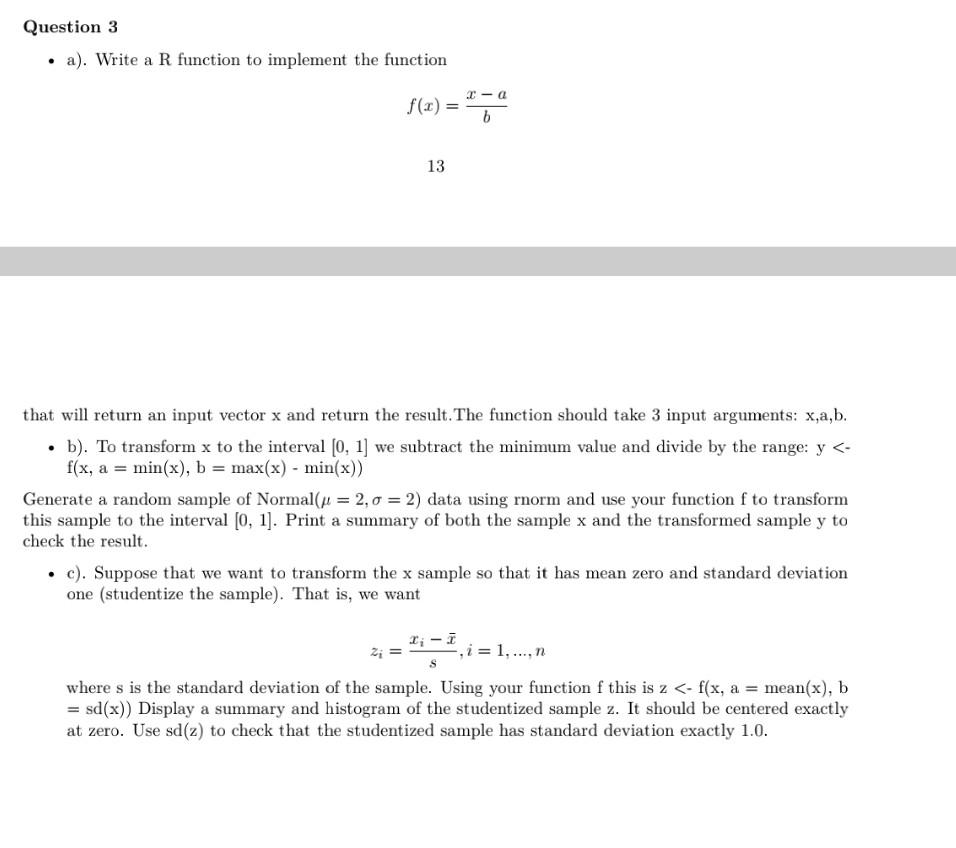 Solved - a). Write a R function to implement the function | Chegg.com