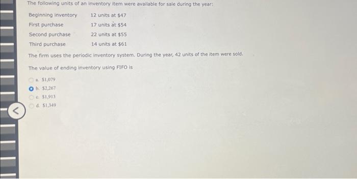 Solved The following units of an inventory item were | Chegg.com